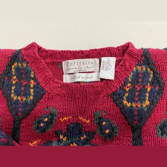 Northern Isles | Sweaters | Portraits By Northern Isles Maroon Handknit ...
